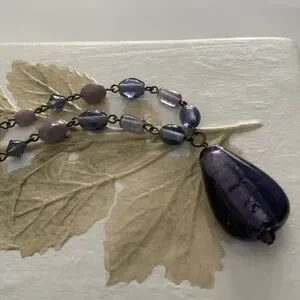 Jewelry | Purple Mauve Pear Shaped Statement Glass Bead Y Style ...